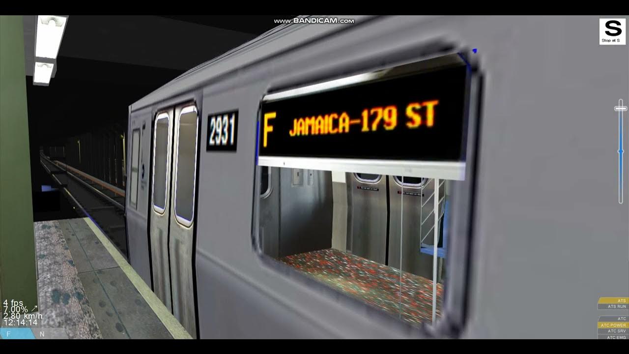 OpenBVE R179B V7 Alstom F train arriving & departing at Forest Hills 71st Avenue - YouTube