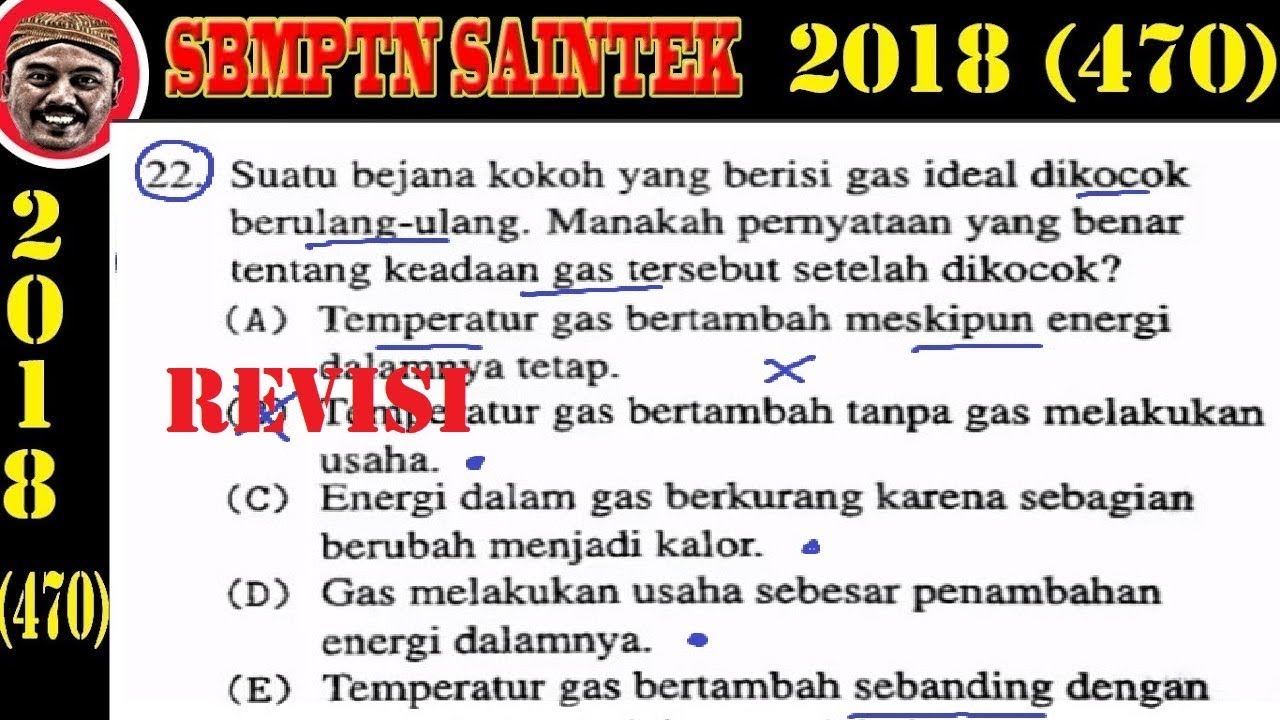 pembahasan soal SBMPTN SAINTEK 2018 FISIKA KODE 470 no 22 gas ideal ...