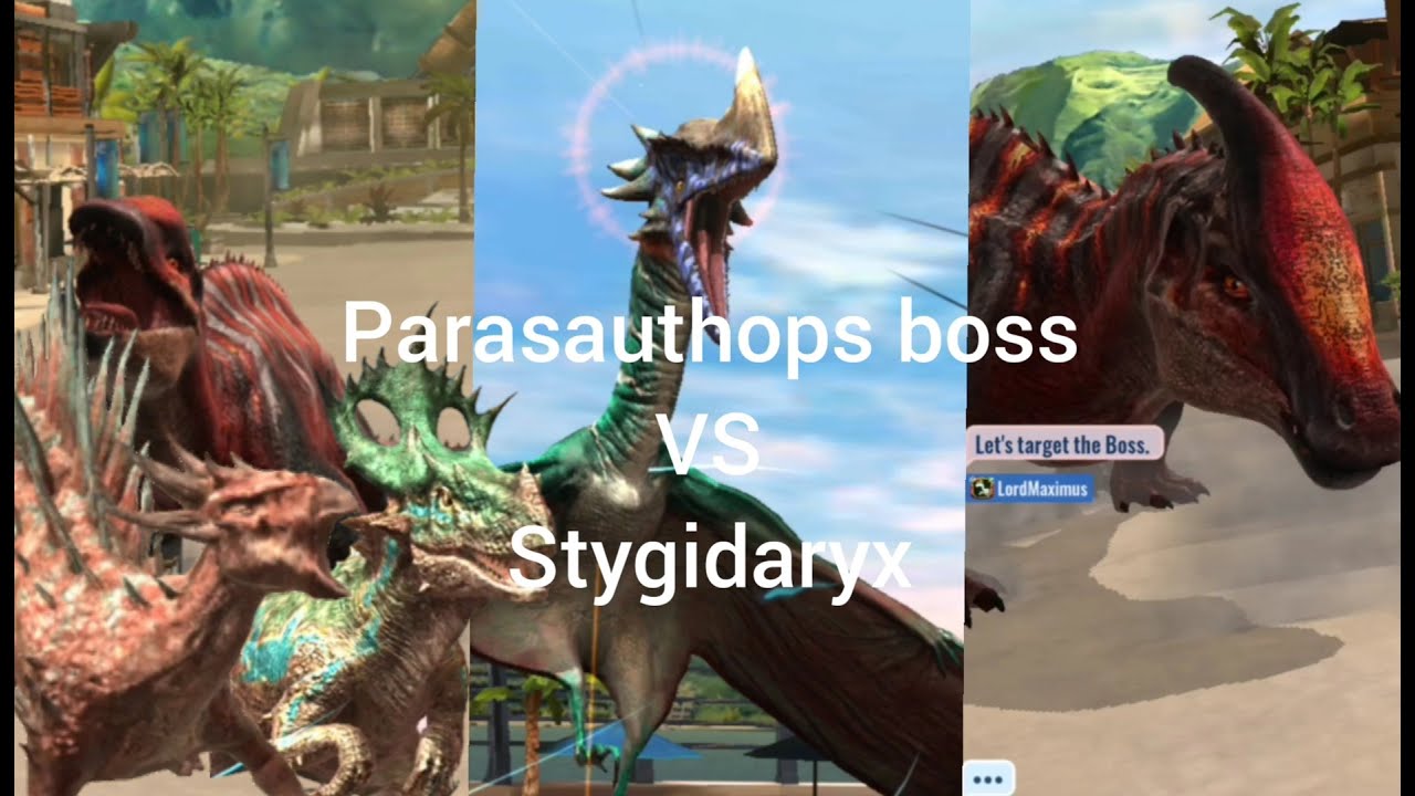 Stygidaryx VS parasauthops boss MESOZOIC TYRANTS Jurassic world alive ...