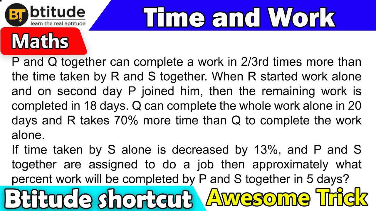 Time and Work - Concept, shortcuts, tricks and questions in English ...