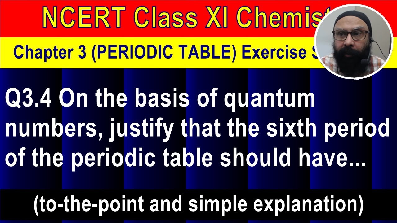 Q3.4 On the basis of quantum numbers, justify that the sixth period of ...
