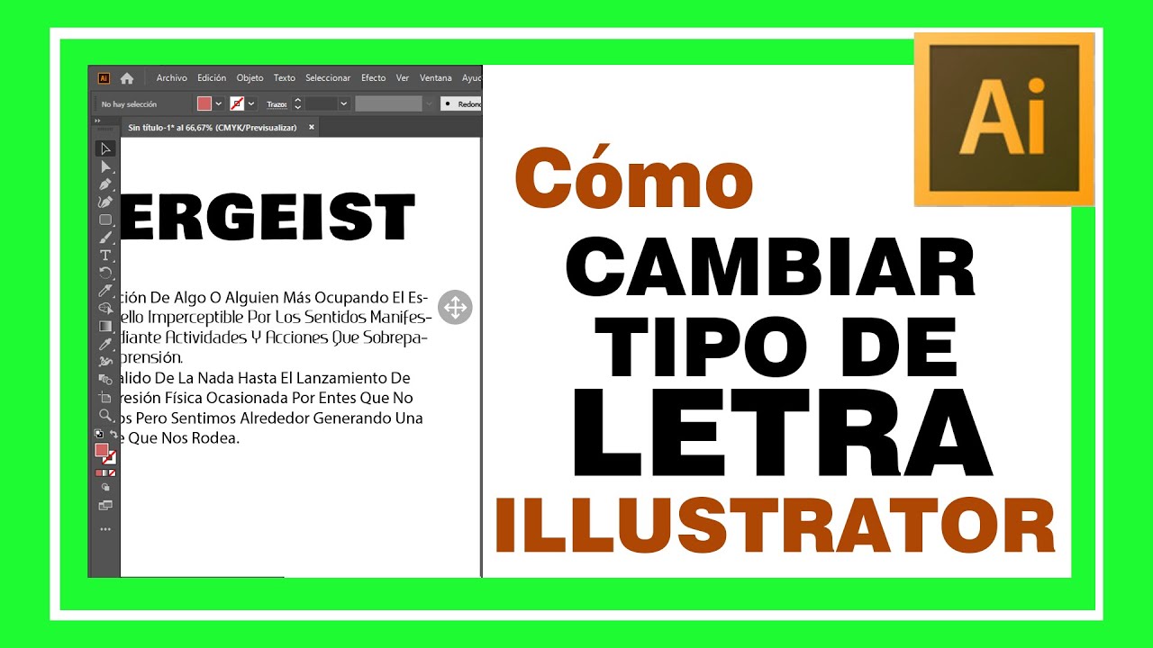 CAMBIAR TIPO de LETRA en illustrator. Modificar TIPOGRAFÍA o cambiar ...