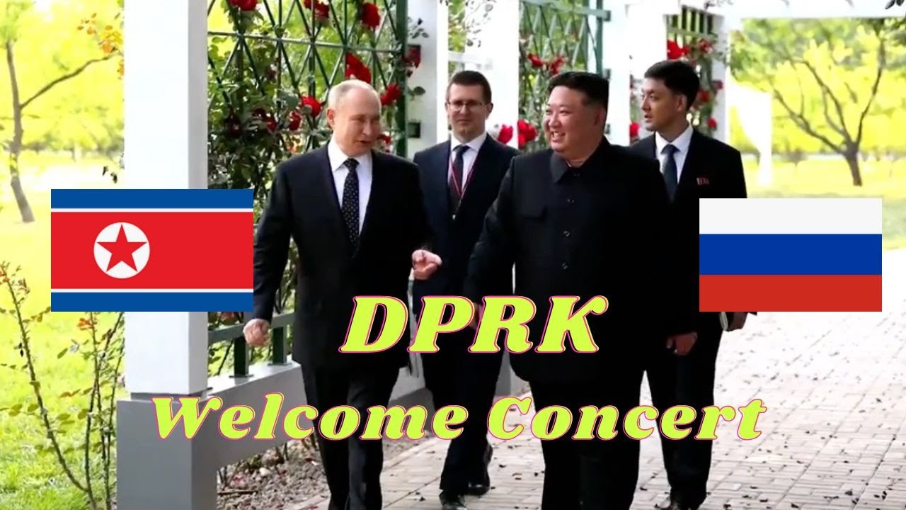Putin 大統領 DPRK へ, 歓迎コンサートの一部, Kim Jong Un, Putin, Russian delegation ...