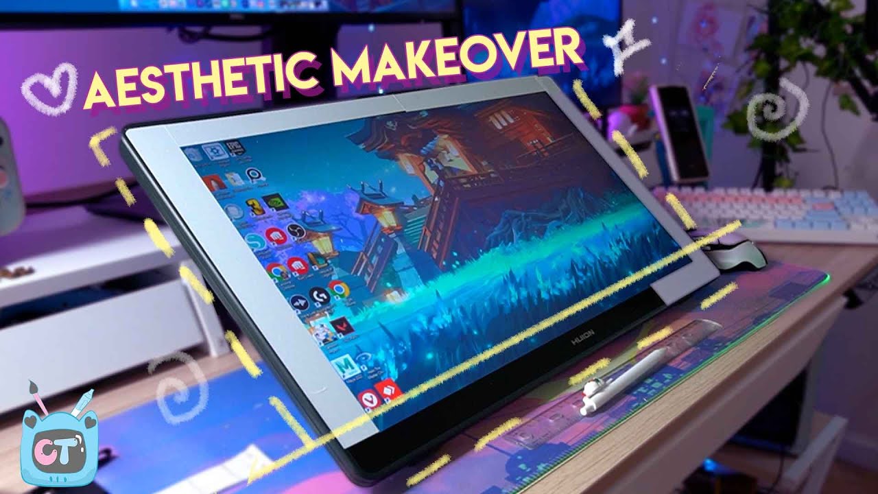 Decorating my drawing tablet ☁️ adding white boarder - YouTube