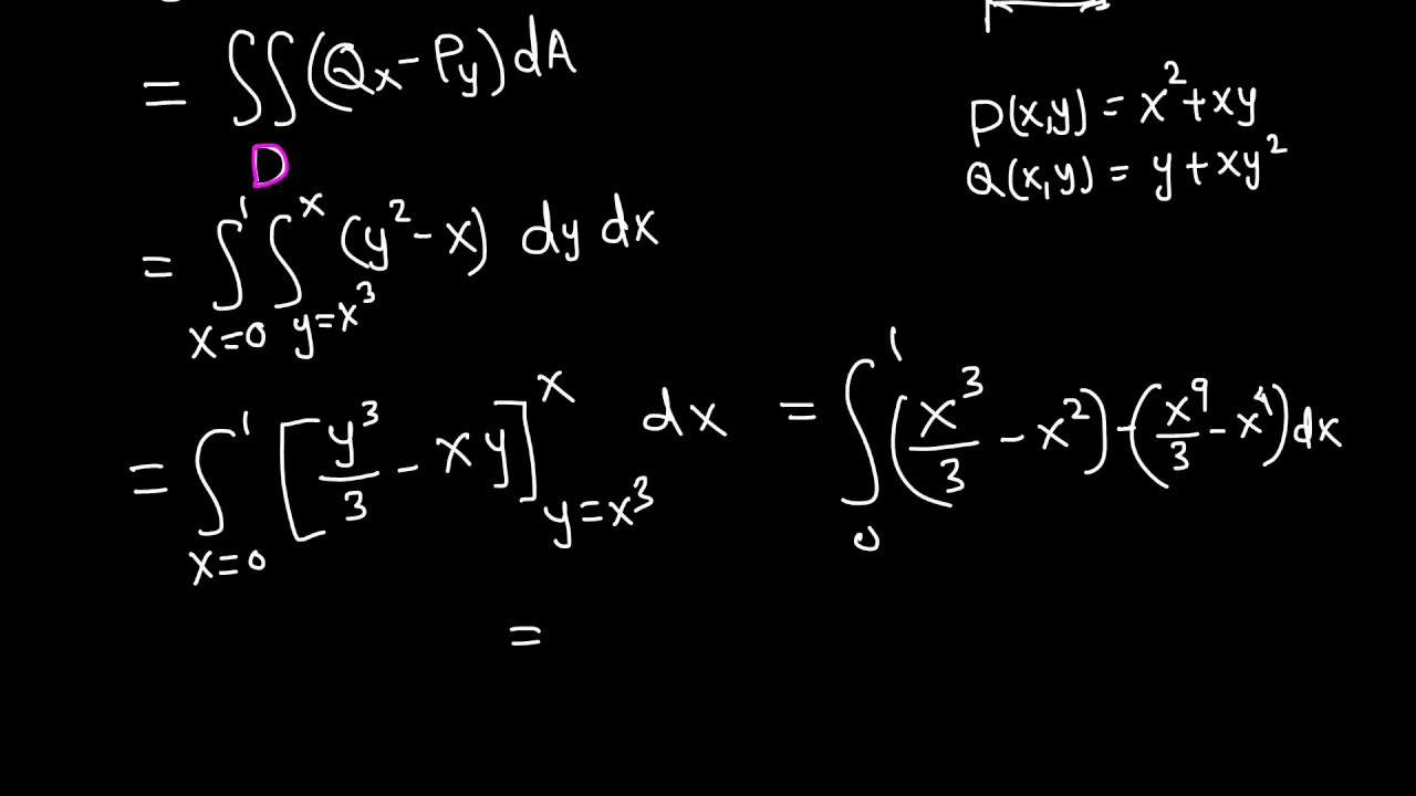 Calc III: Line integral using Green's theorem example 4/5 - YouTube