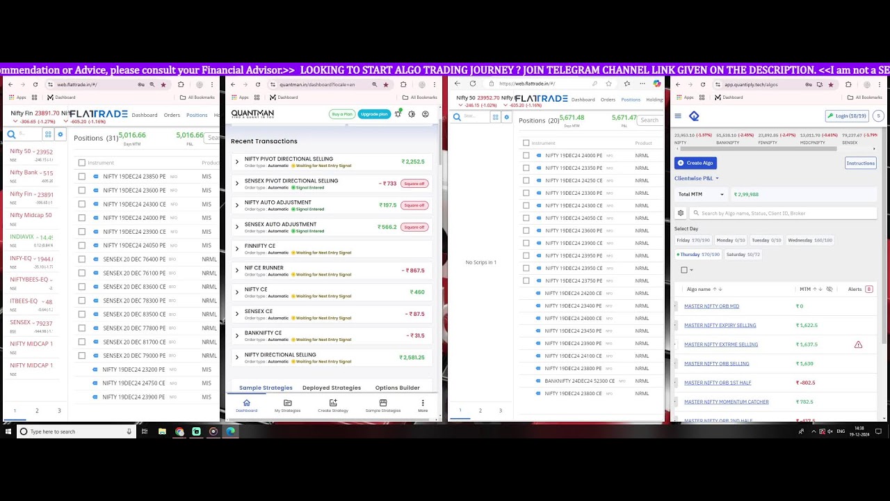 LIVE STREAMING OF ALGO TRADING (TRADE FLIX) - 19-12-2024 - EPISODE 318 ...