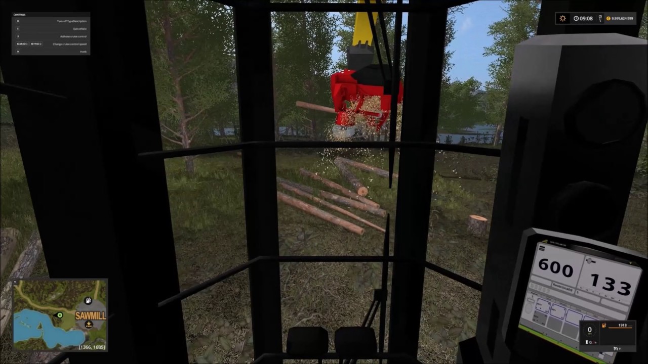 Catterpillar Harvester cutting trees (FS17 Logging) - YouTube