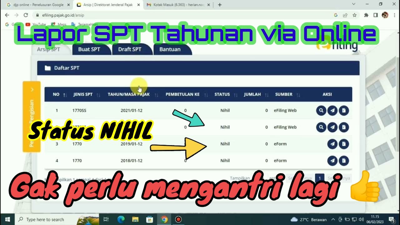Cara Lapor SPT Tahunan dengan Status Nihil ️ || Tahun 2023 - YouTube