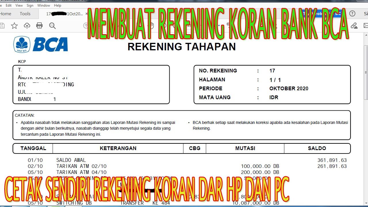 CARA MEMBUAT REKENING KORAN BANK BCA SENDIRI TANPA HARUS DATANG KE BANK ...