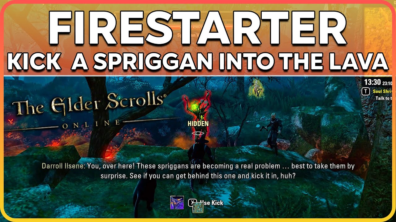 ESO Firestarter Achievement - Kick Spriggan Into The Lava - YouTube