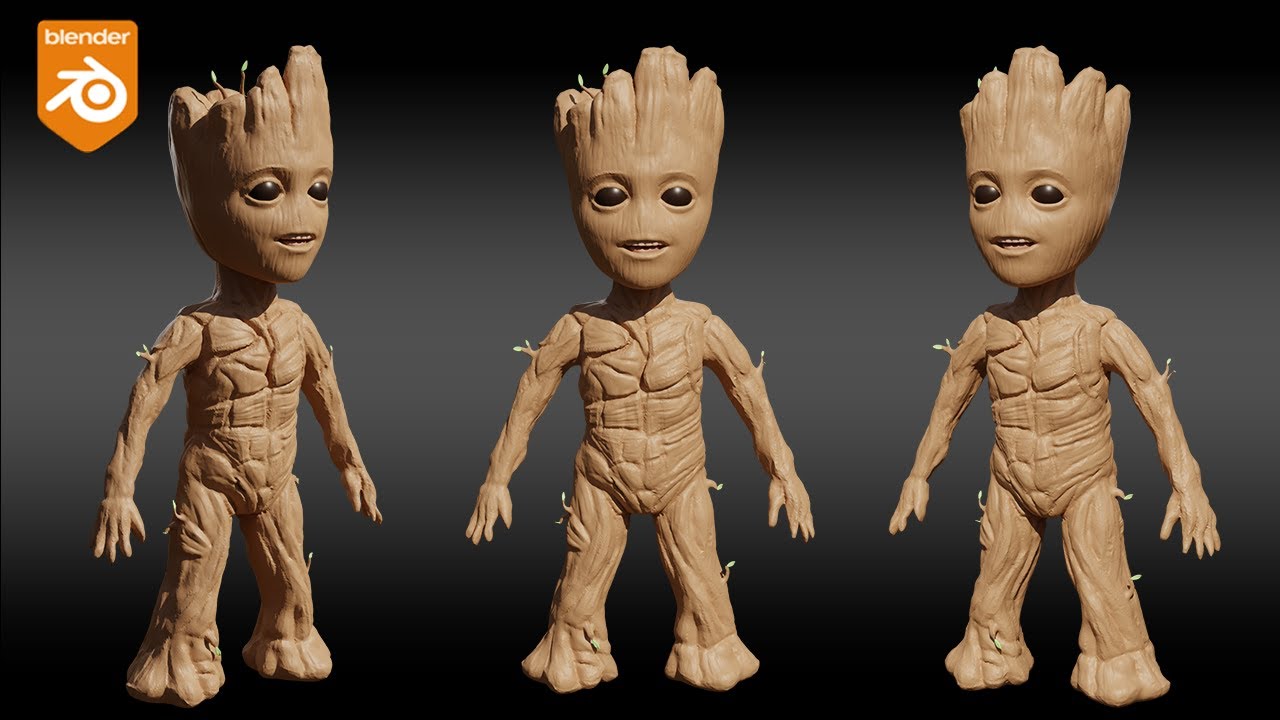 Blender l 아기 그루트 만들기 ( Baby groot ) - YouTube