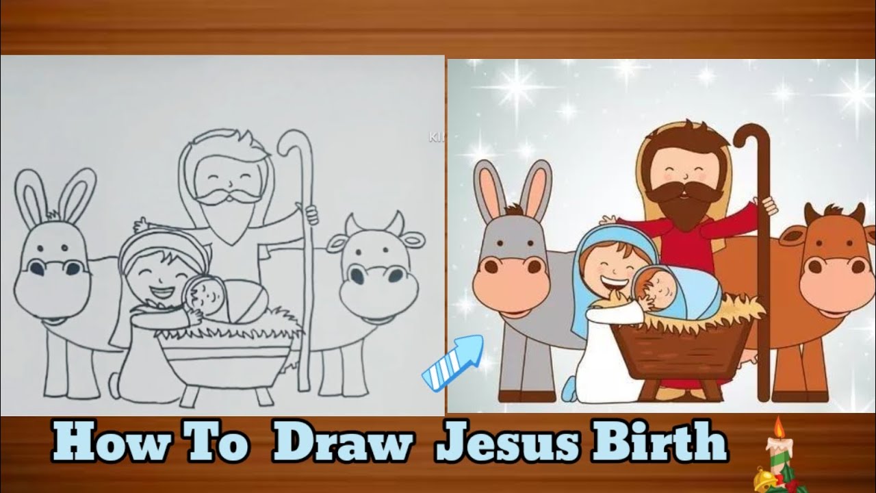 How to draw Jesus birth drawing /Jesus birth drawing step by step /Easy ...