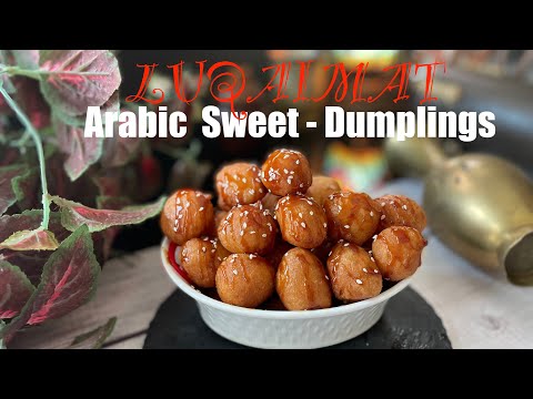 Sweet ball. Luqaimat - How to make famous traditional Arabic sweet. Ramadan famous desert.