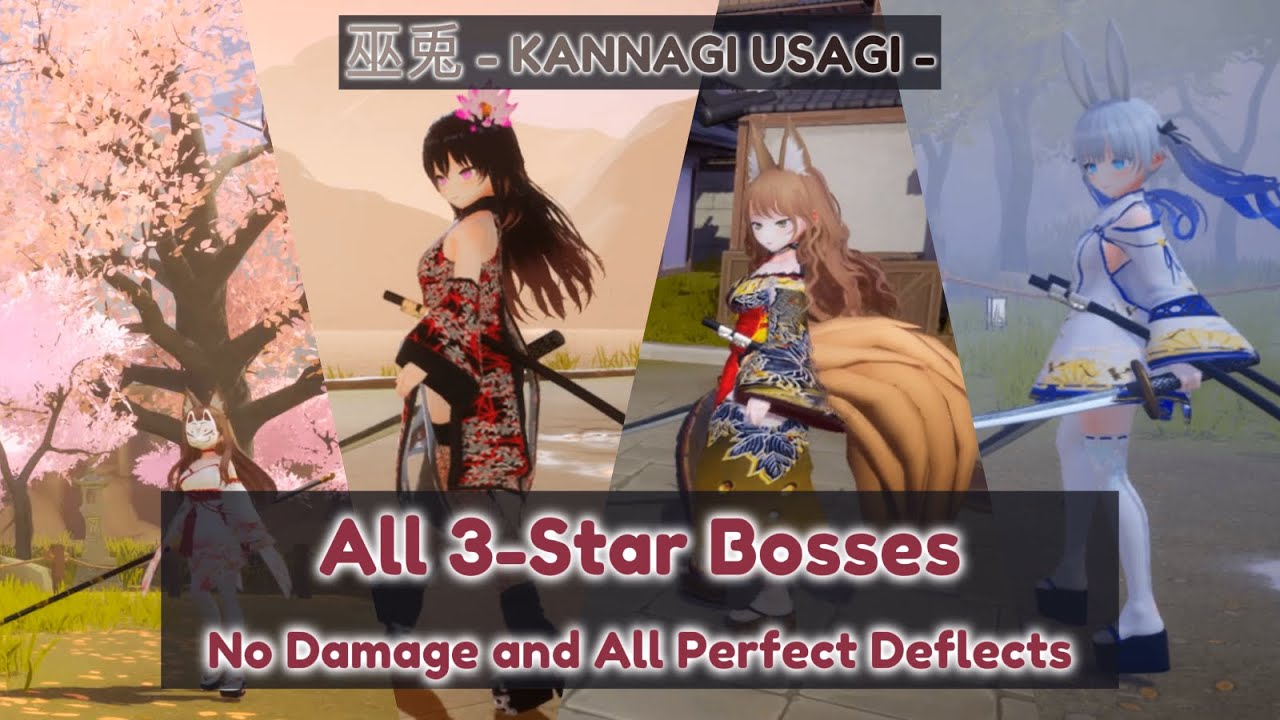 【巫兎 - KANNAGI USAGI - v1.1.1】All 3 Star Bosses (No Damage + All Perfect Deflects) - YouTube