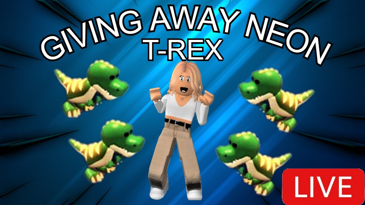 Giving Away neon ride T-REX!! In Adopt me part 4 #roblox #adoptme - YouTube