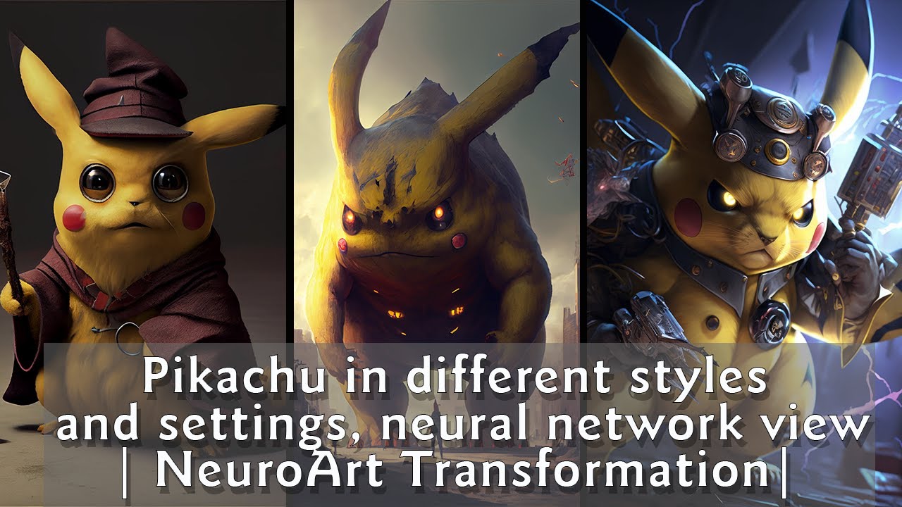 Pikachu in different styles and settings, neural network view ...