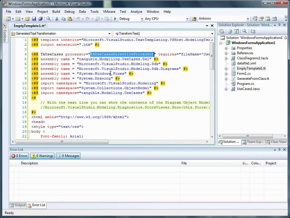 Generate Code From Dsl Diagrams With T4 Text Template Tangible T4 Editor Youtube