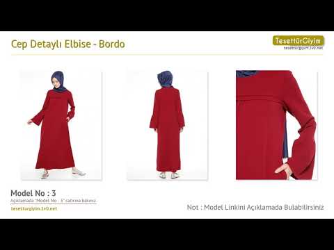 Bordo Cep Detaylı Elbise - Tesettür Elbise Modelleri