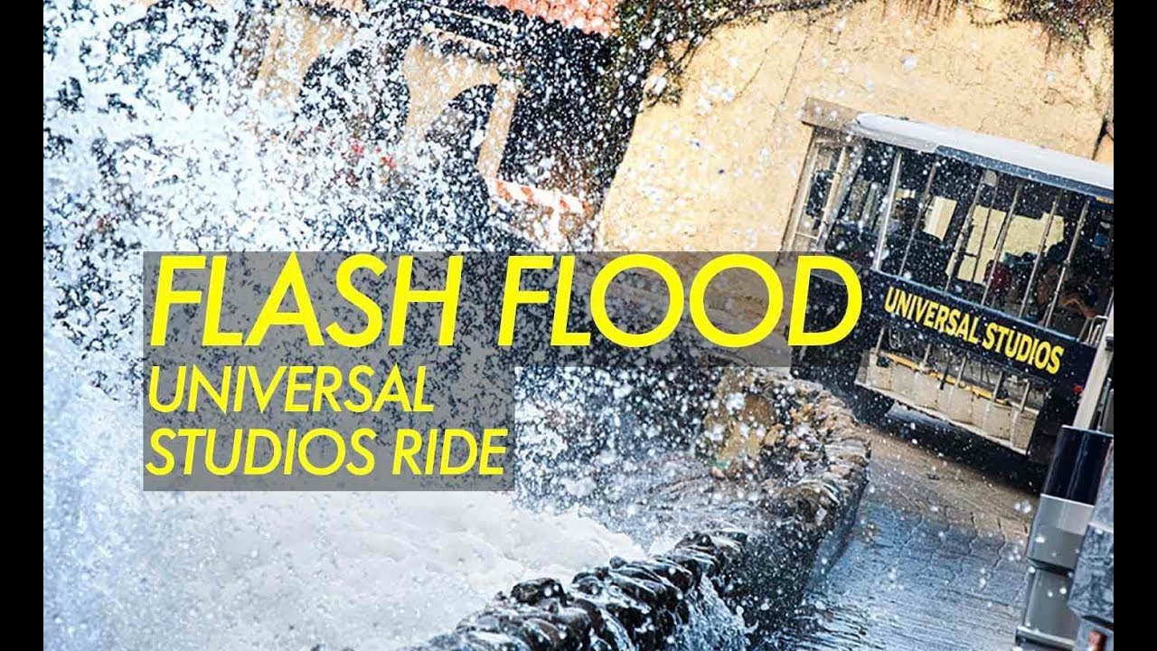 [4K HD] FLASH FLOOD Universal Studios Tour Tram Hollywood Orlando - YouTube