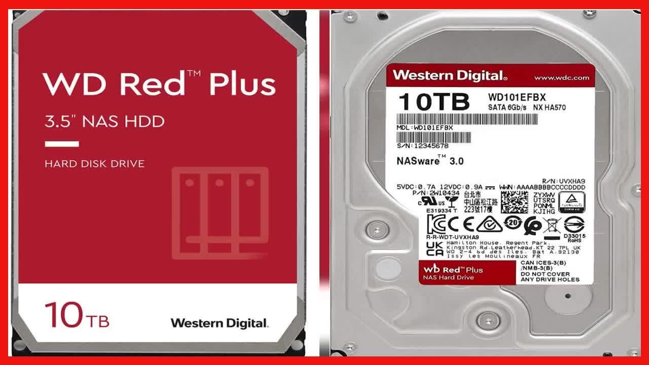 Western Digital 10TB WD Red Plus NAS Internal Hard Drive HDD - 7200 RPM ...