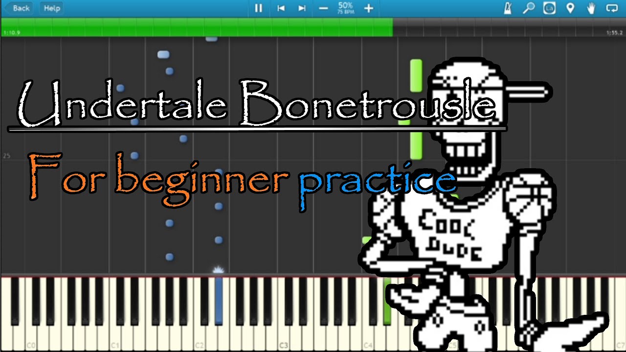 Undertale Bonetrousle - For beginner practice - YouTube