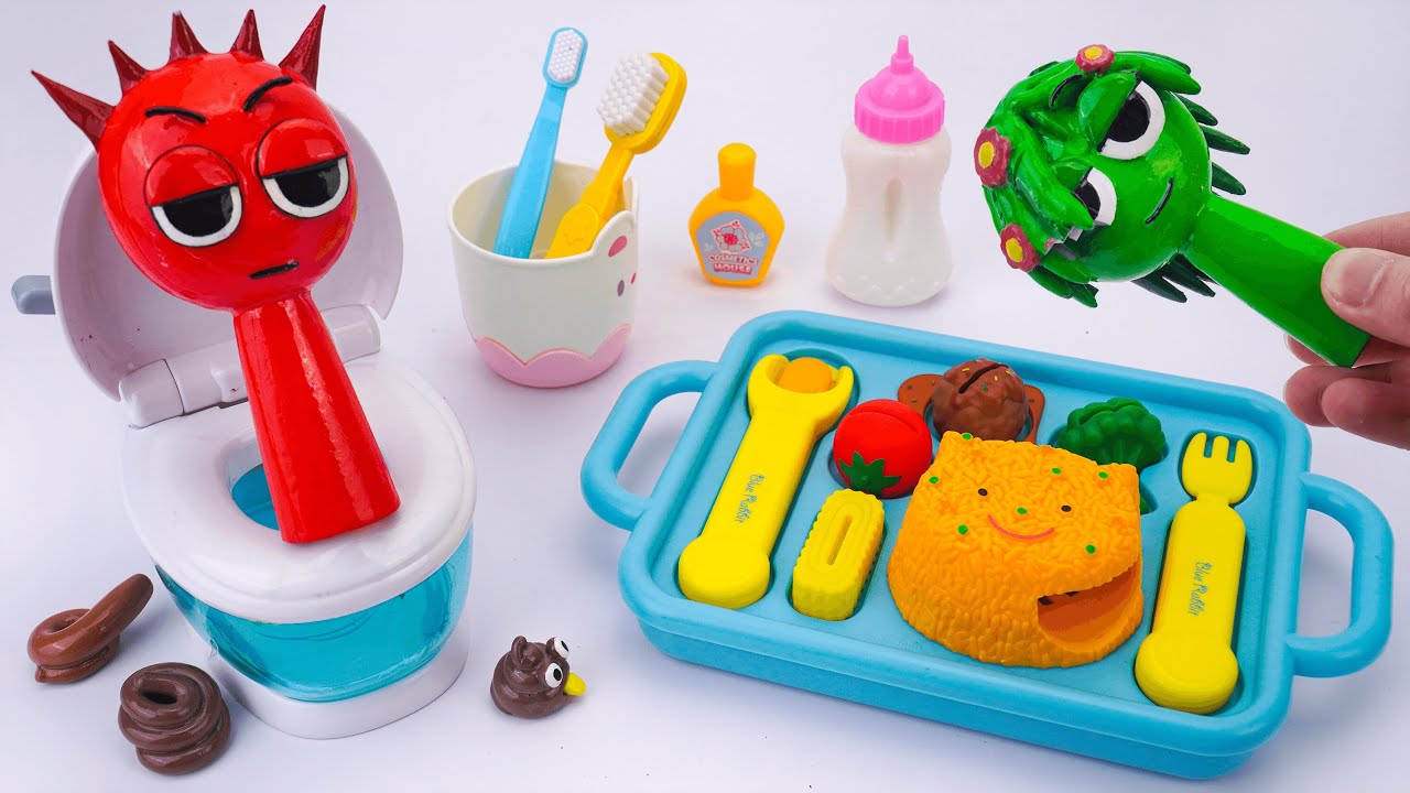 SPRUNKI Raddy Toy Satisfying with Unboxing Cute Eating & Toilet Playset ...