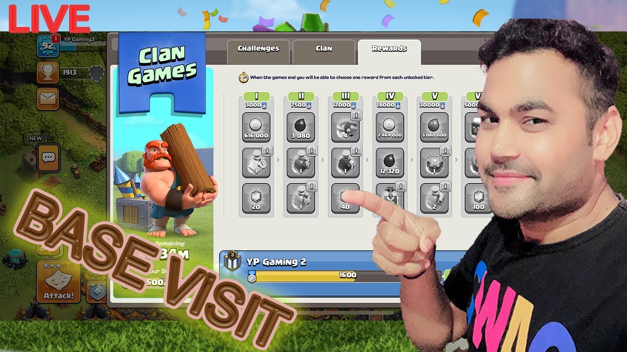 LIVE CLAN GAME RESULTS | BASE VISIT | COC GAMEPLAY - YouTube