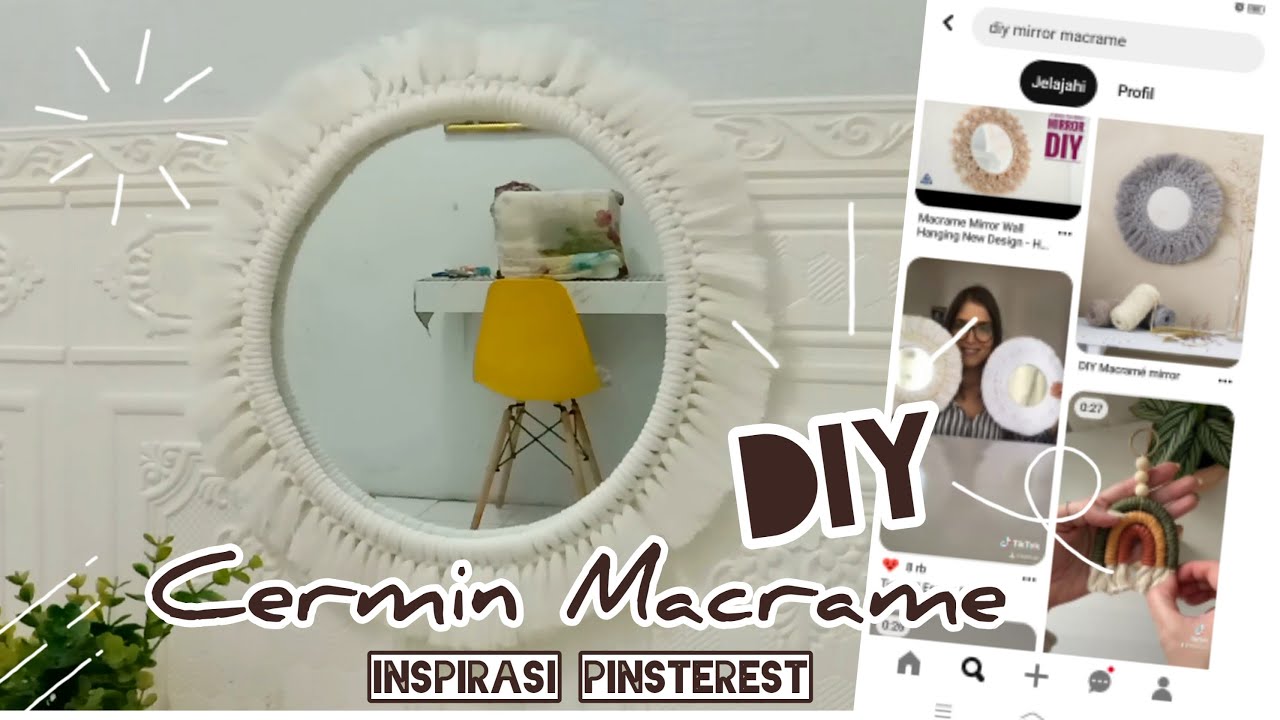 DIY ROOM DECOR | CERMIN MACRAME | CARA MEMBUAT CERMIN AESTETIC - YouTube