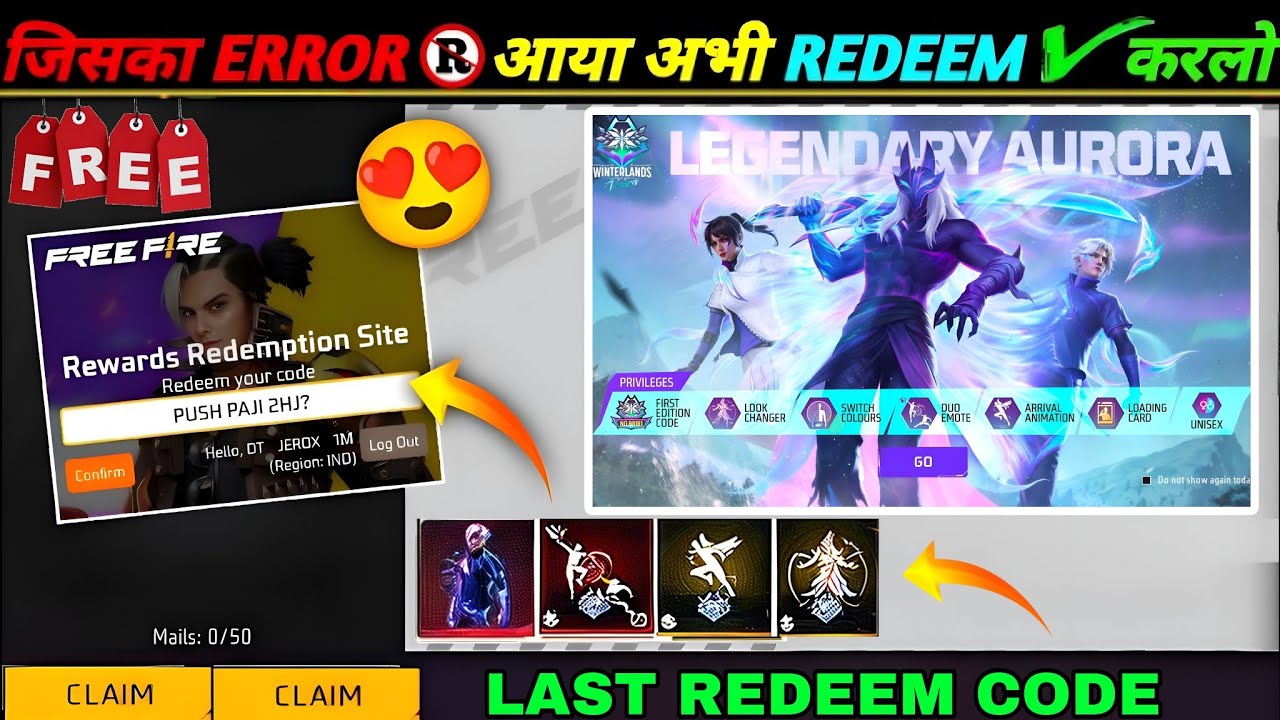 FREE FIRE REDEEM CODE TODAY 4 JANUARY REDEEM CODE FREE FIRE | FF REDEEM ...