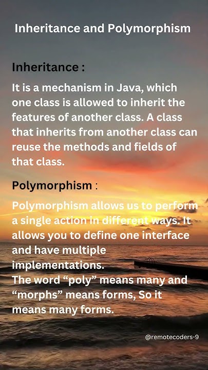 What is Inheritance and Polymorphism in Java? #youtubeshorts #java - YouTube