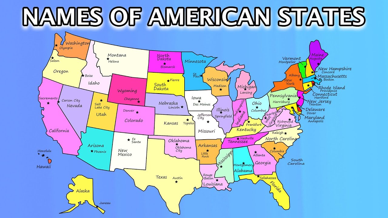 NAMES OF AMERICAN STATES in English language - YouTube