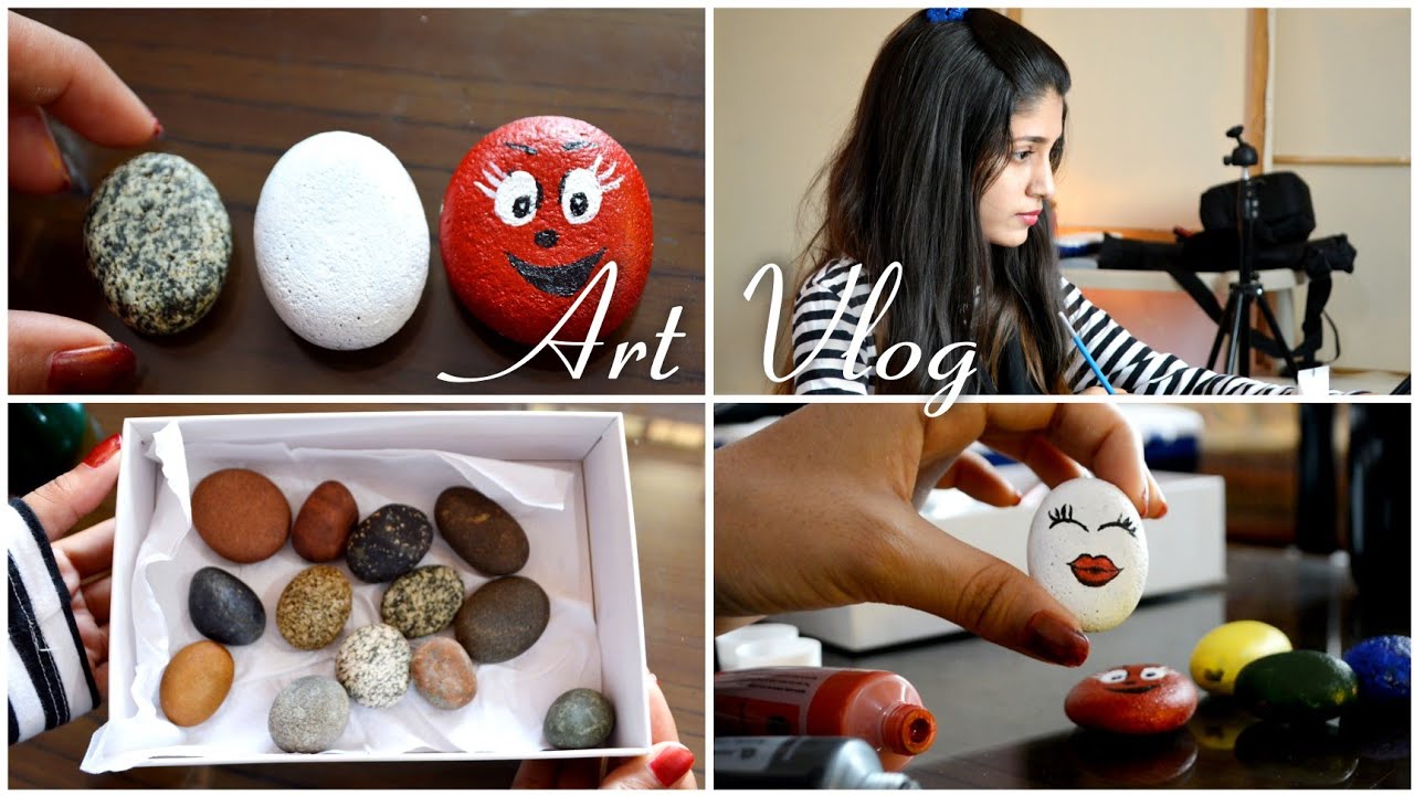 Amazing Pebble Emoji Painting & Art Vlog | Emoji Art, Stone Painting In ...
