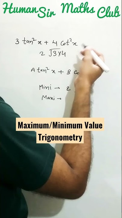 Maximum Minimum value of Trigonometric function| minimum value of tan^2 + cot^2 - YouTube
