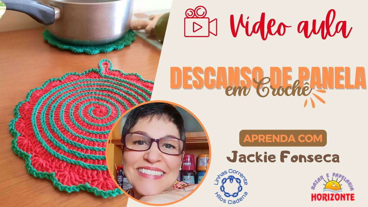 Aula Descanso de Panela em Crochê com o Fio Natural Algodón 6 Cabos por ...