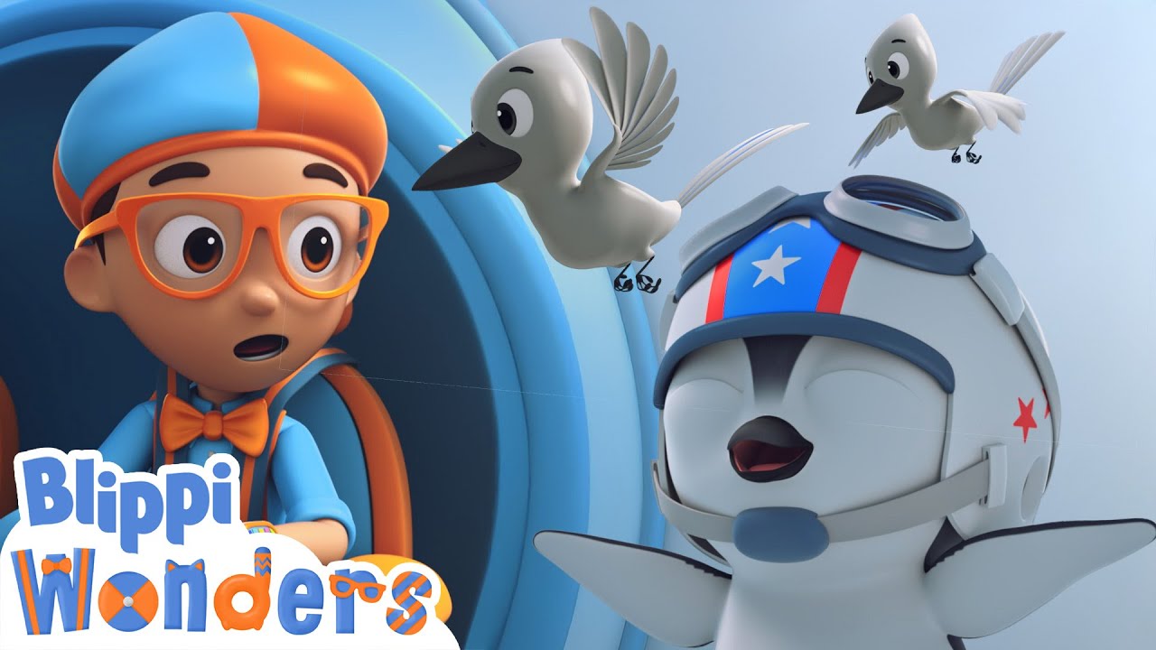 Blippi and D.BO's Penguin Adventure: Catching Air with Pepper! | Blippi ...
