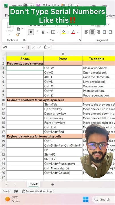 Dont Type Serial Numbers In Excel‼️ Instead Use Special Trick Excel Exceltips Exceltrick