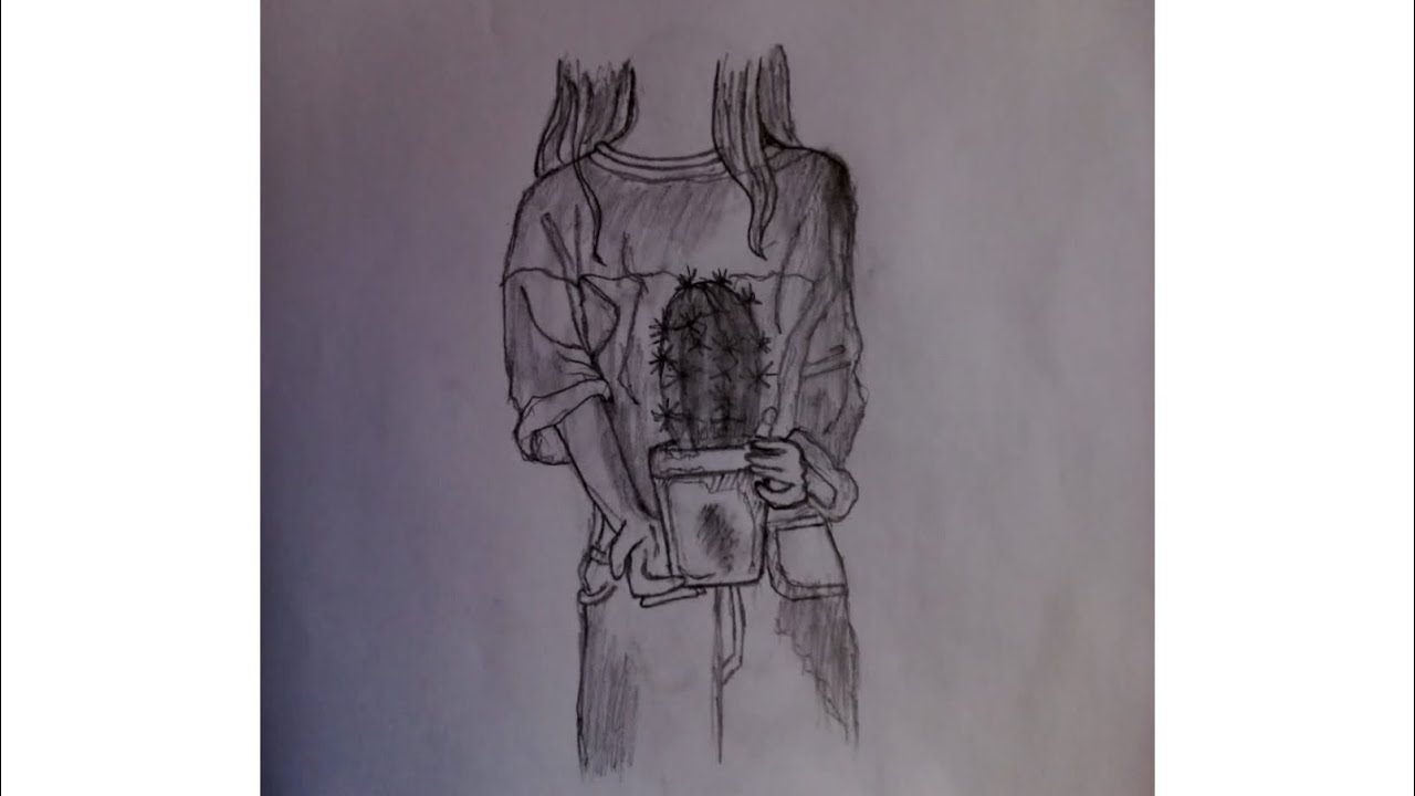 How to draw girl(faceless) sketch step by step/ Easy drawing for girls ...