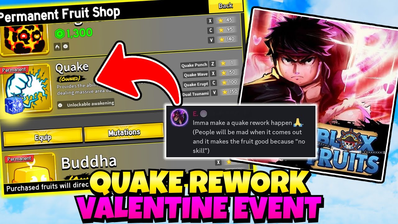 Quake Rework and NEW FRUIT On Valentine Event?!! (Blox Fruits) - YouTube