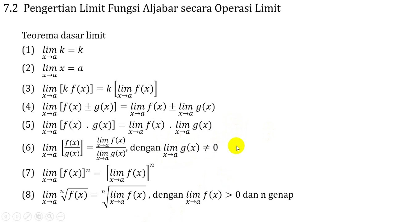 TEOREMA LIMIT & NILAI LIMIT FUNGSI ALJABAR - YouTube