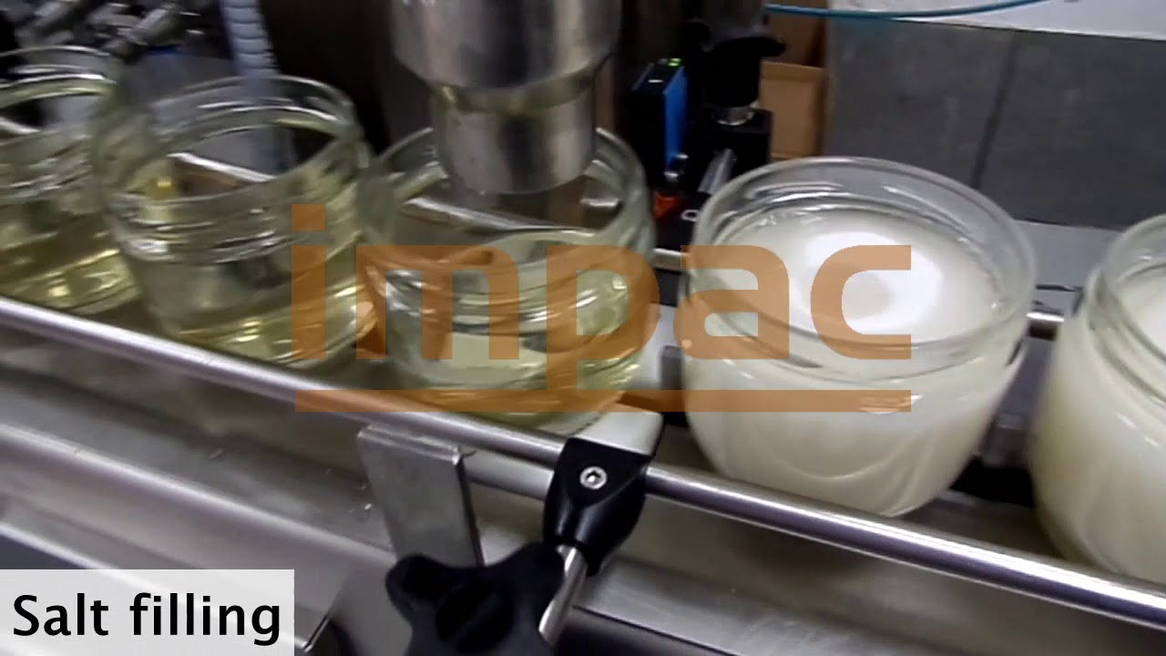 Automatic jars filling with cosmetic filling oil & salt | Jars filling ...