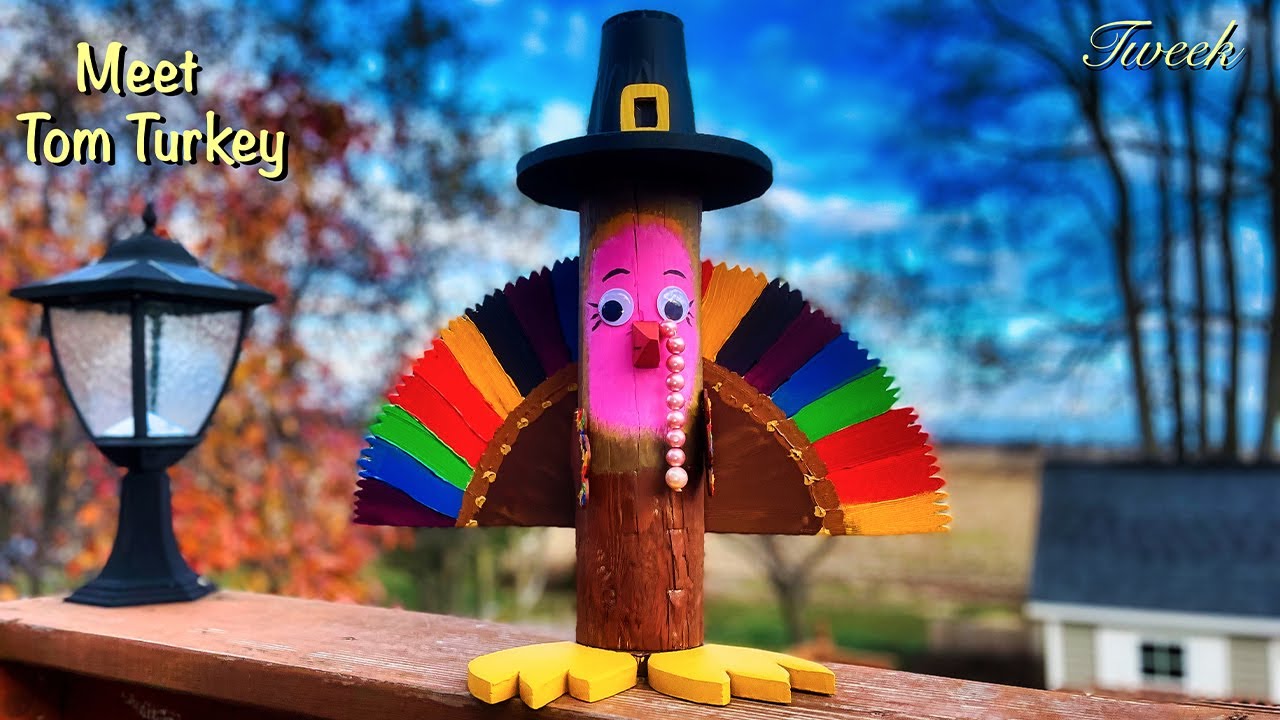 DIY Thanksgiving Holiday Turkey Centerpiece, Colorful, Tutorial - YouTube