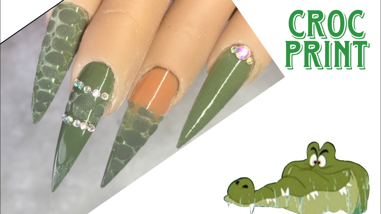 Crocodile Skin Nail Design - Gel Polish Nail Art - YouTube