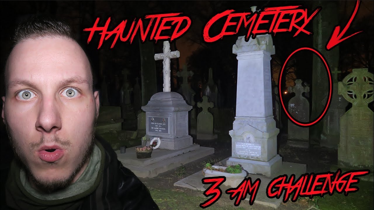24 Hour Overnight Challenge REAL HAUNTED CEMETERY at 3 AM "FOUND HUMAN ...