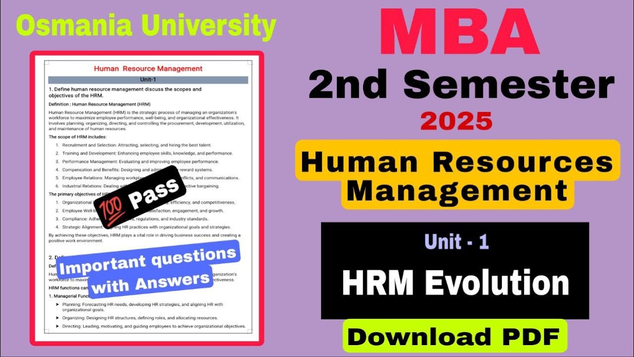 Unit 1 MBA 2nd Sem HRM Important Questions & Answers – # ...