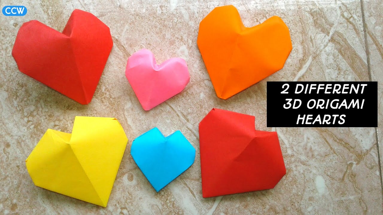 3D ORIGAMI HEARTS | ORIGAMI INFLATABLE HEARTS | ORIGAMI PUFFY HEARTS ...
