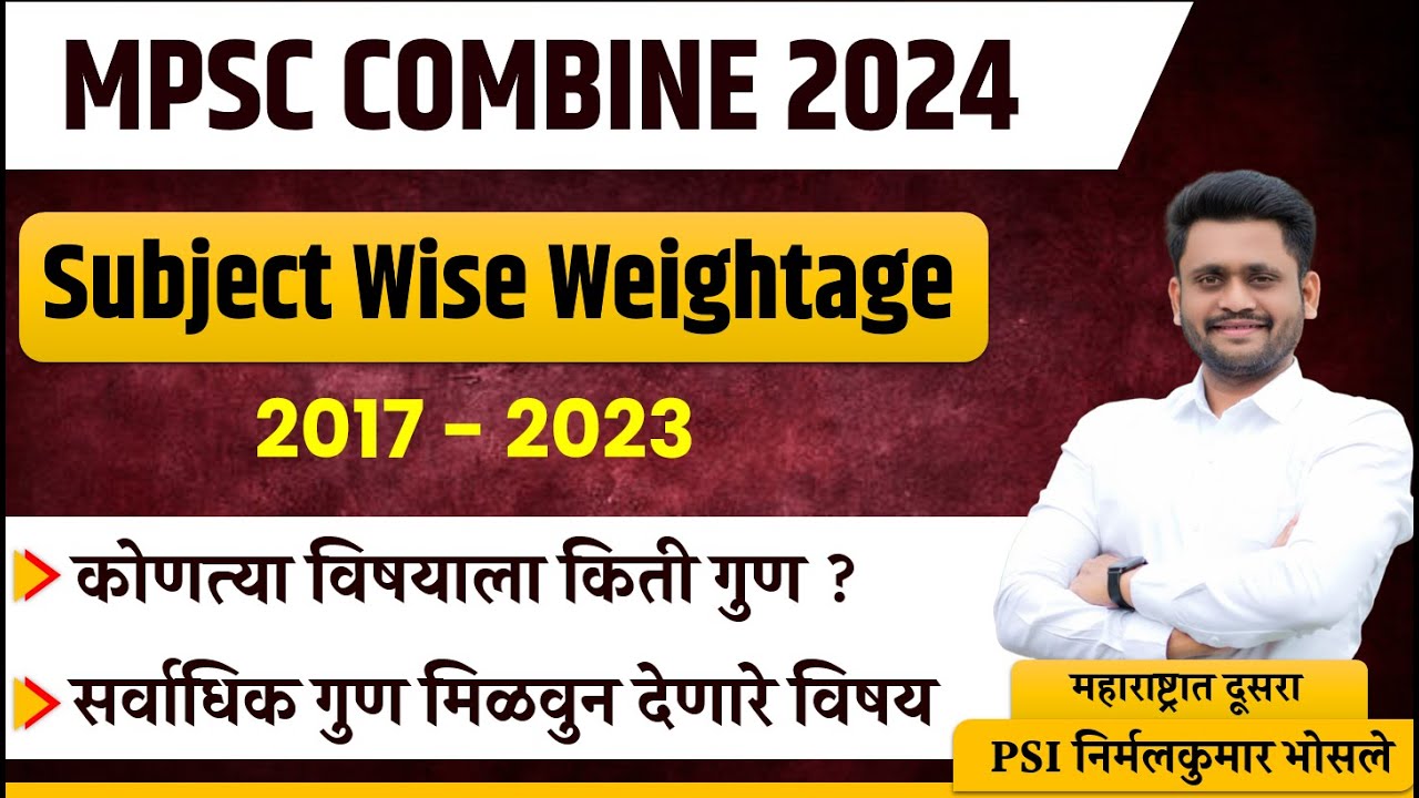 combine subject wise weightage | mpsc combine preparation | mpsc ...