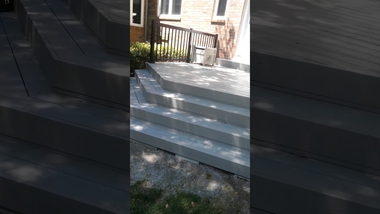 Deck with angled stairs - YouTube
