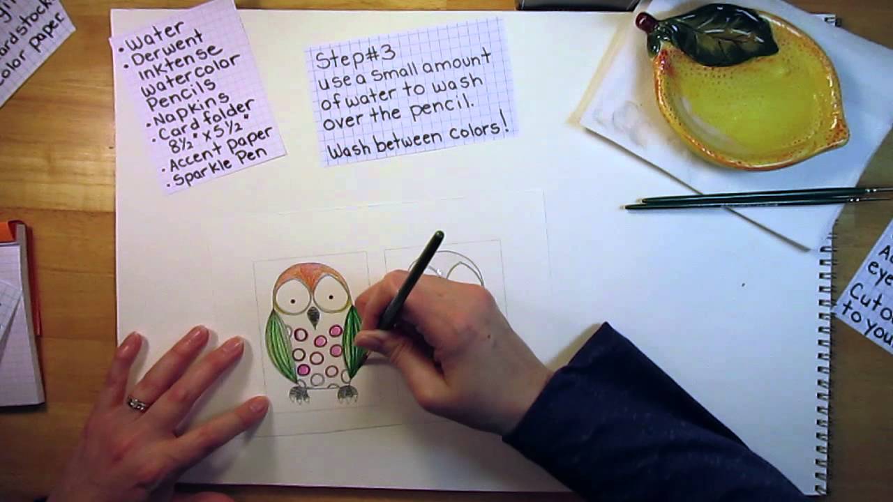 Watercolor Pencils On Handmade Cards - YouTube