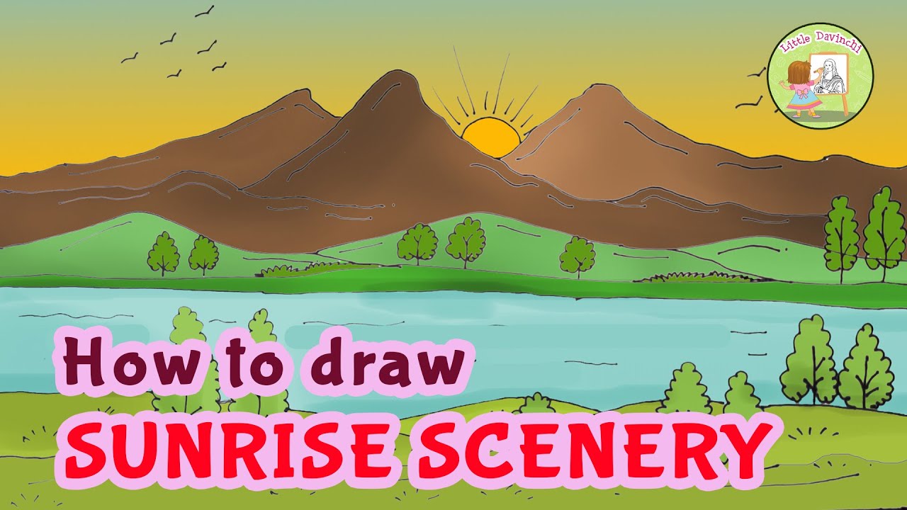 How To Draw SUNRISE SCENERY| Easy Step-by-Step Drawing Tutorial for ...
