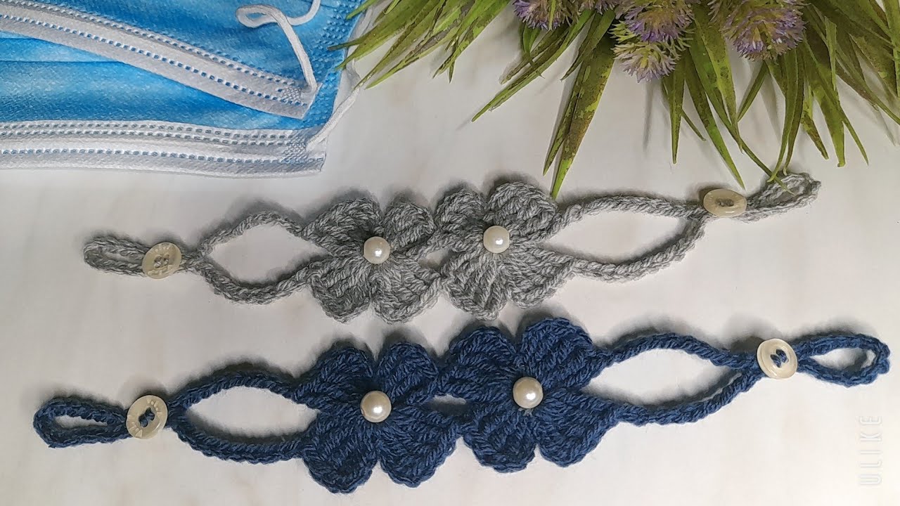 How to crochet face mask connector/Ear saver for mask - YouTube